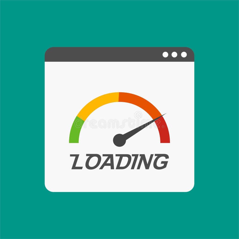Website Speed Loading Time. Web Browser with Speedometer Test Showing ...