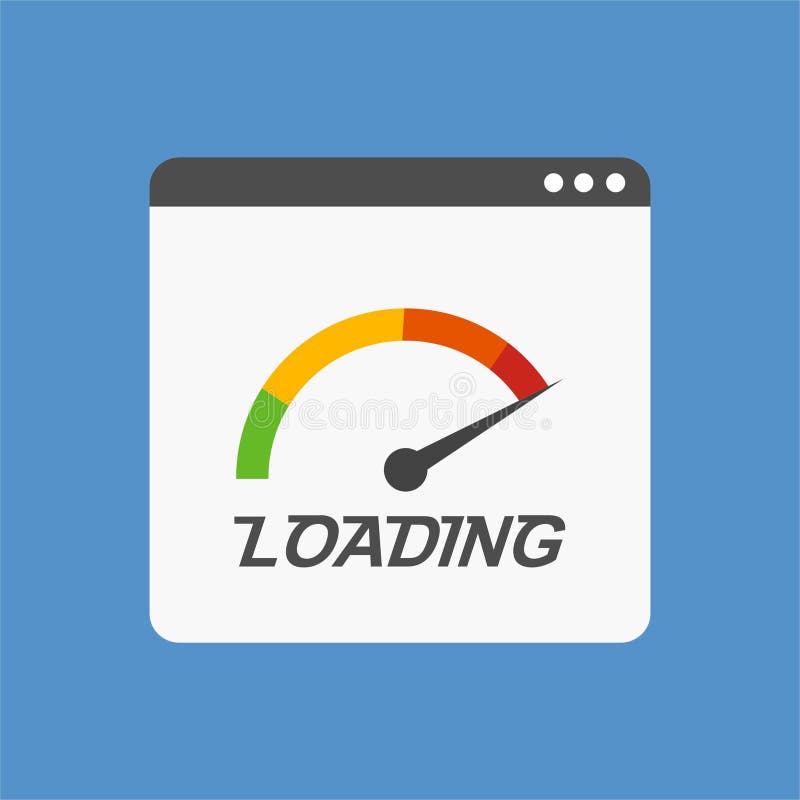 Website Speed Loading Time. Web Browser with Speedometer Test Showing ...