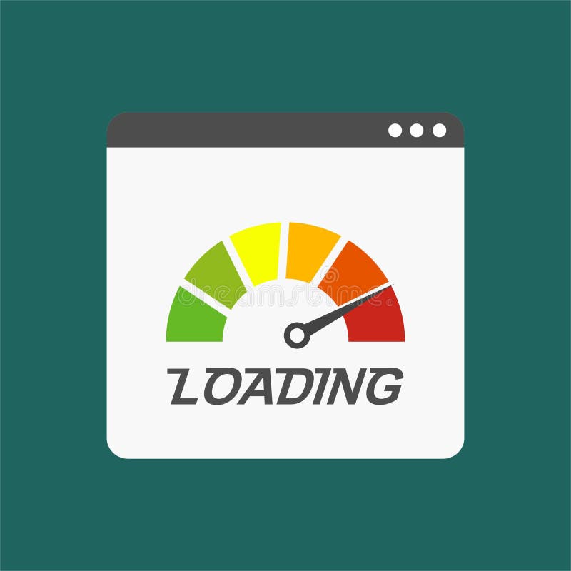 Website Speed Loading Time. Web Browser with Speedometer Test Showing ...