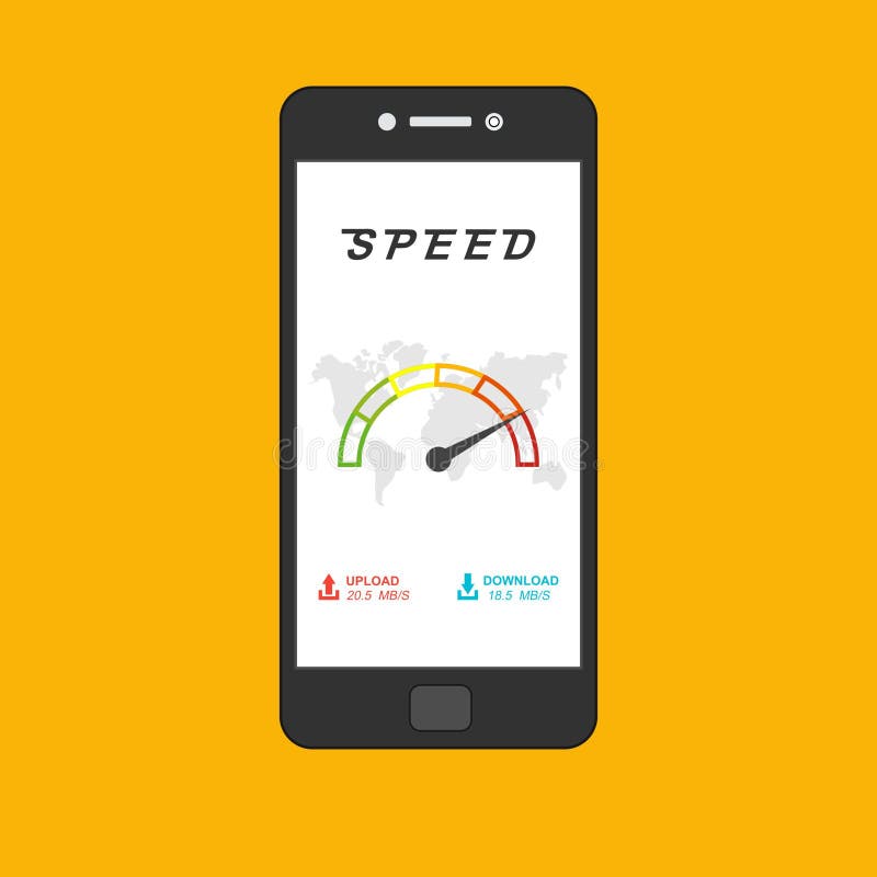 Website Speed Loading Time. Web Browser with Speedometer Test Showing ...