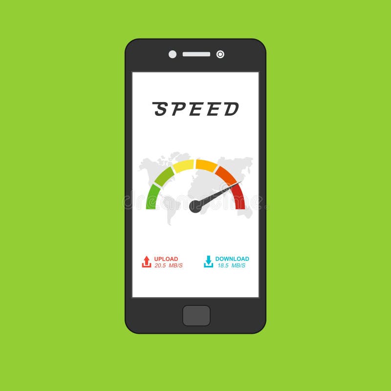 Website Speed Loading Time. Web Browser with Speedometer Test Showing ...