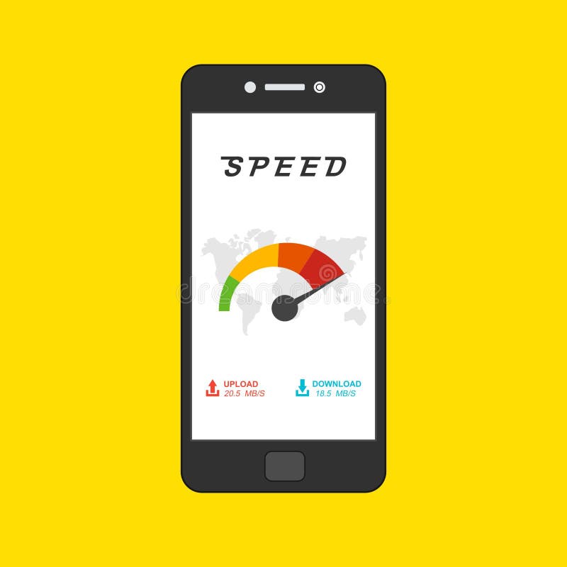 Website Speed Loading Time. Web Browser with Speedometer Test Showing ...