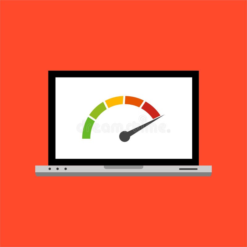 Website Speed Loading Time. Web Browser with Speedometer Test Showing ...