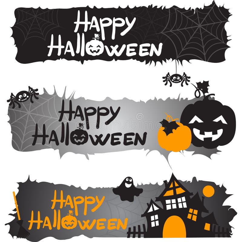 Website Spooky Header with Halloween Pumpkin and Spider Stock Vector ...