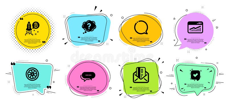 Website Statistics, Question Mark and Credit Card Icons Set. Vector ...