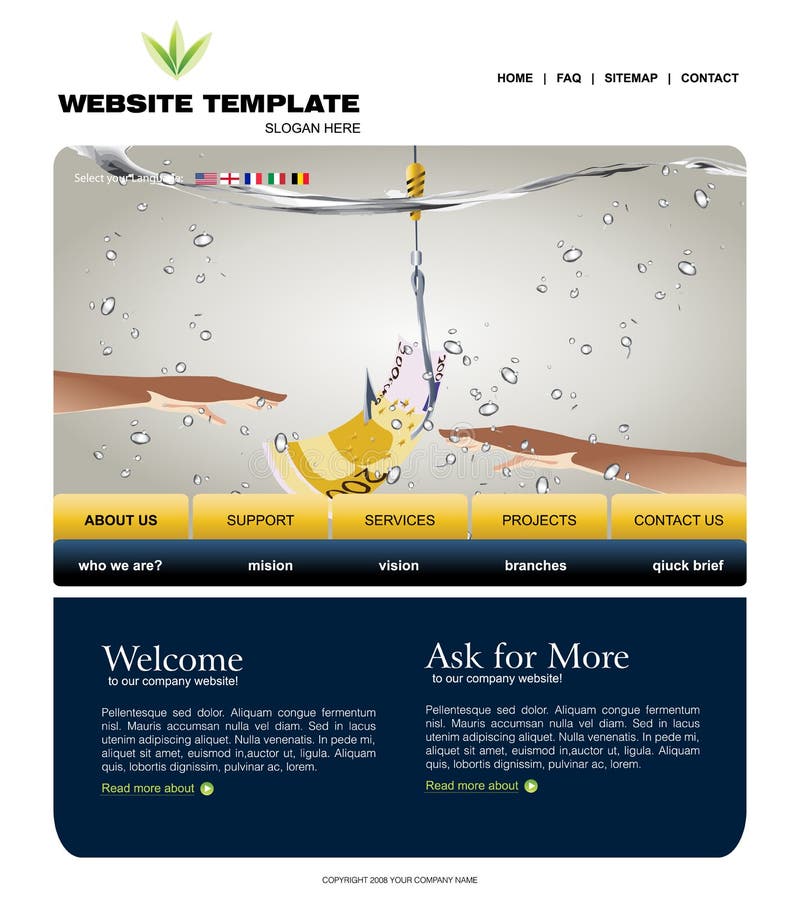 Editable Web Site Template with Passenger Airplane Stock Vector ...