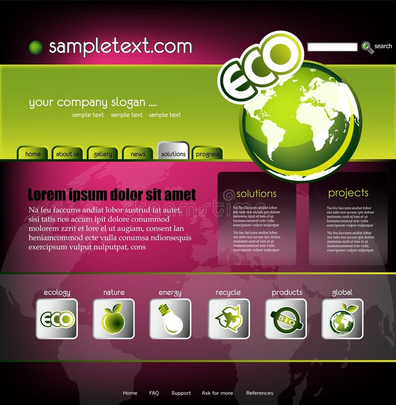 Green Ecology Web Template Layout Stock Vector - Illustration of ...