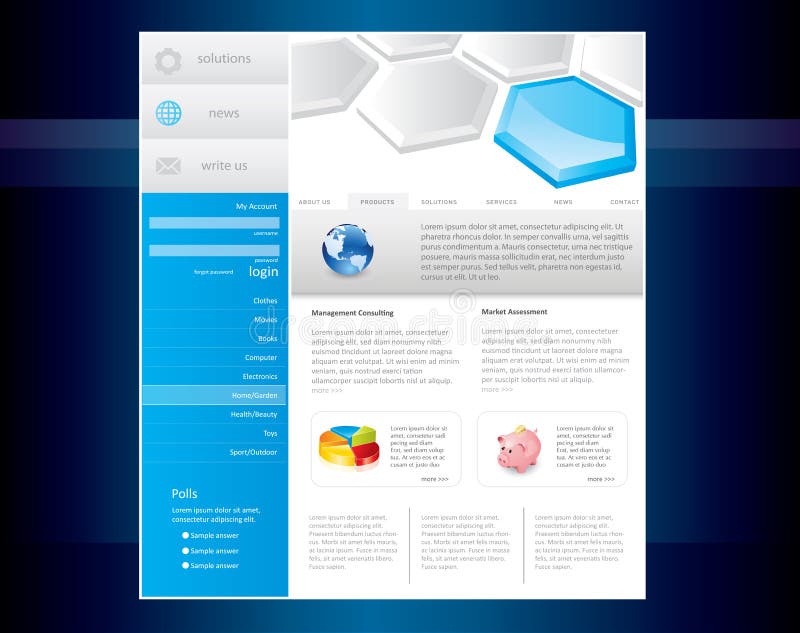 Website template stock vector. Illustration of home, graph - 16664020