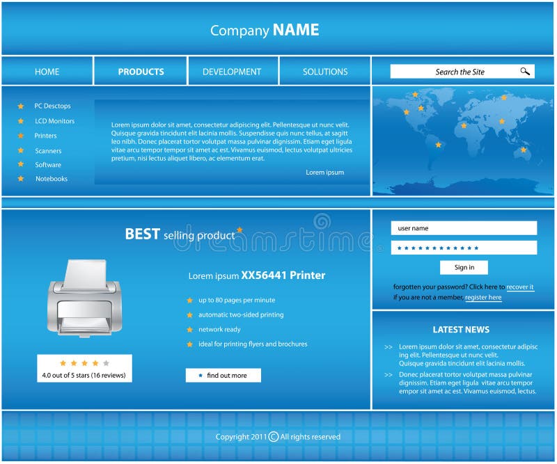 Web design blue template stock vector. Illustration of line - 22942308