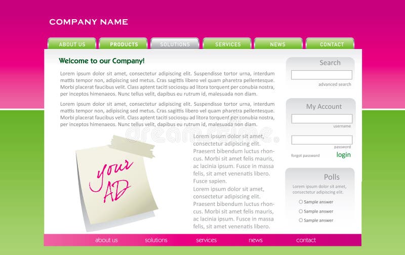 Website template stock vector. Illustration of internet - 25416496