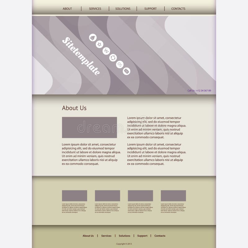 Website Template with Abstract Header Design - Curves Stock Vector ...