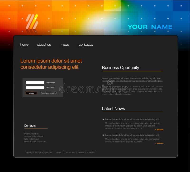 Website Template with Abstract Header. Stock Vector - Illustration of ...