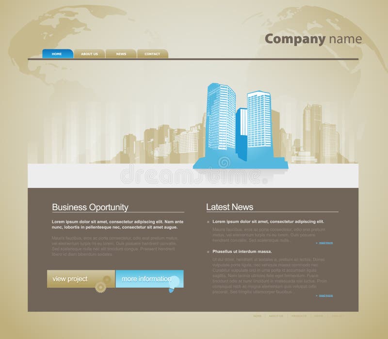 Website Template with City. Stock Vector - Illustration of search ...