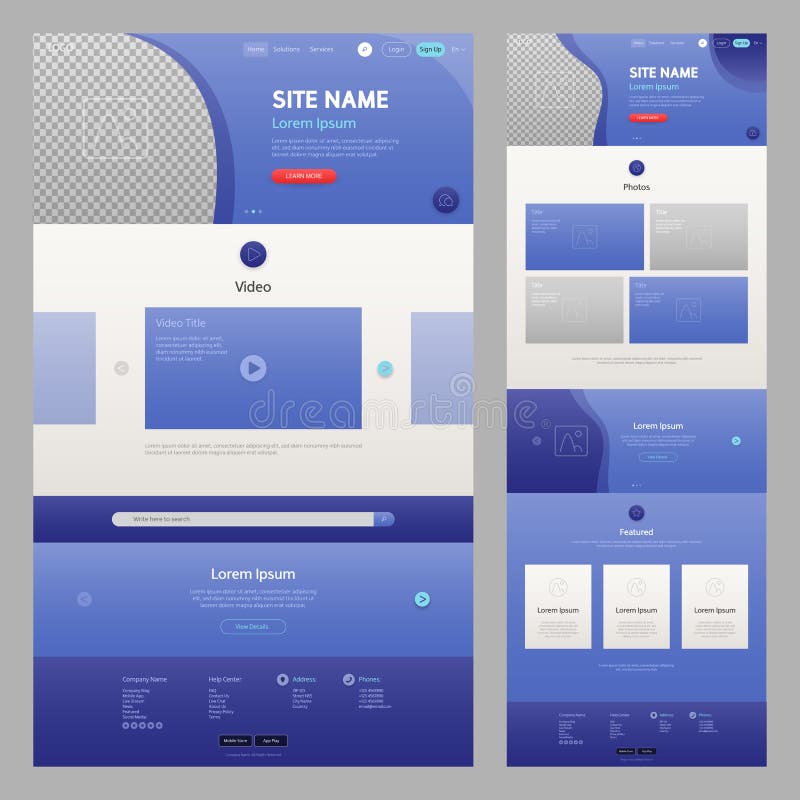 Website Template Dark Blue with Transparency Stock Illustration ...