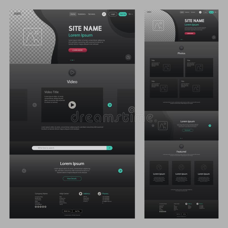 Website Template Dark with Transparency Stock Vector - Illustration of ...