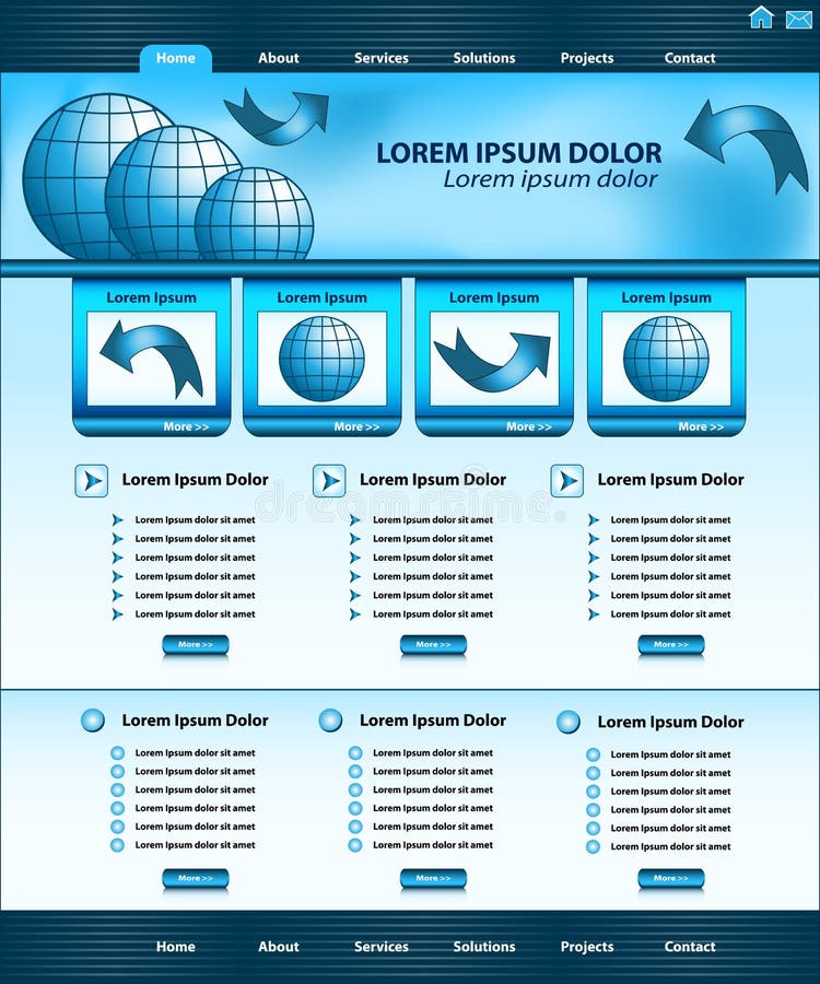 Website Template Design Blue Stock Vector - Illustration of design ...