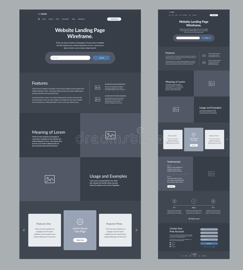 Modern Responsive Design. Ux Ui Website. Landing Page Wireframe Design ...