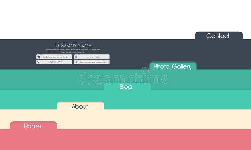 Website Template Design with Colored Labels Stock Vector - Illustration ...