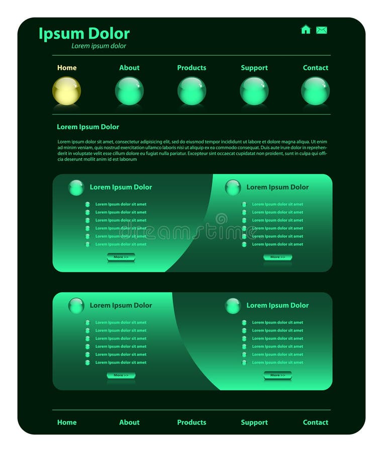 Website Template Design Green Stock Vector - Illustration of buttons ...