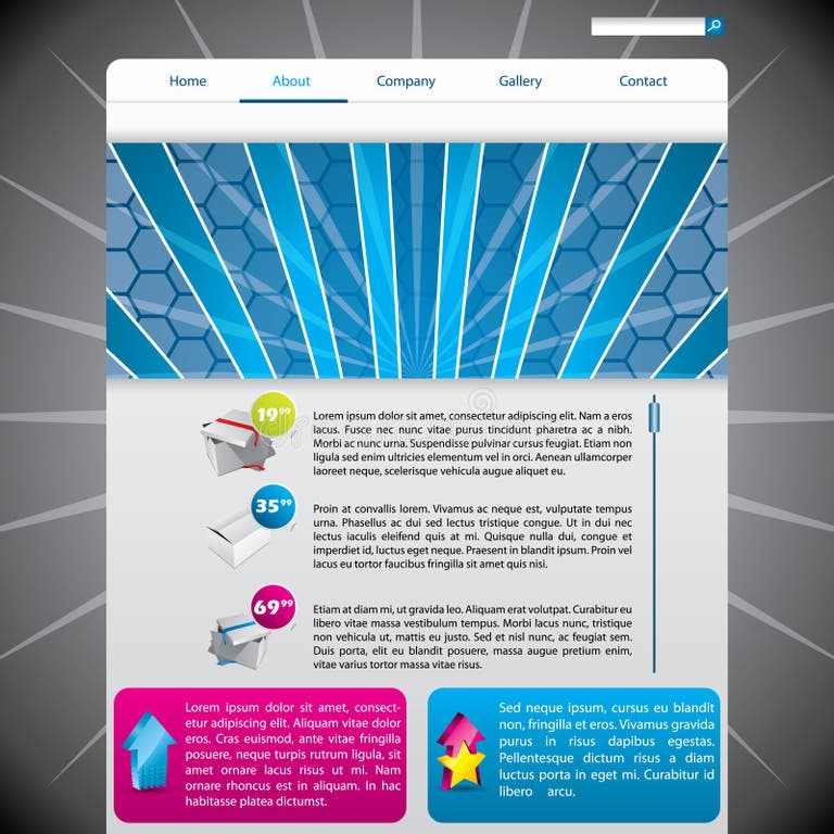 Website Template with Hexagon Design Stock Vector - Illustration of ...