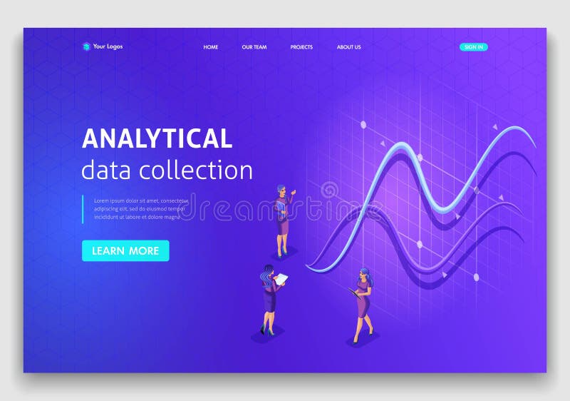 Website Template Landing Page Isometric Concept Analytical Data ...