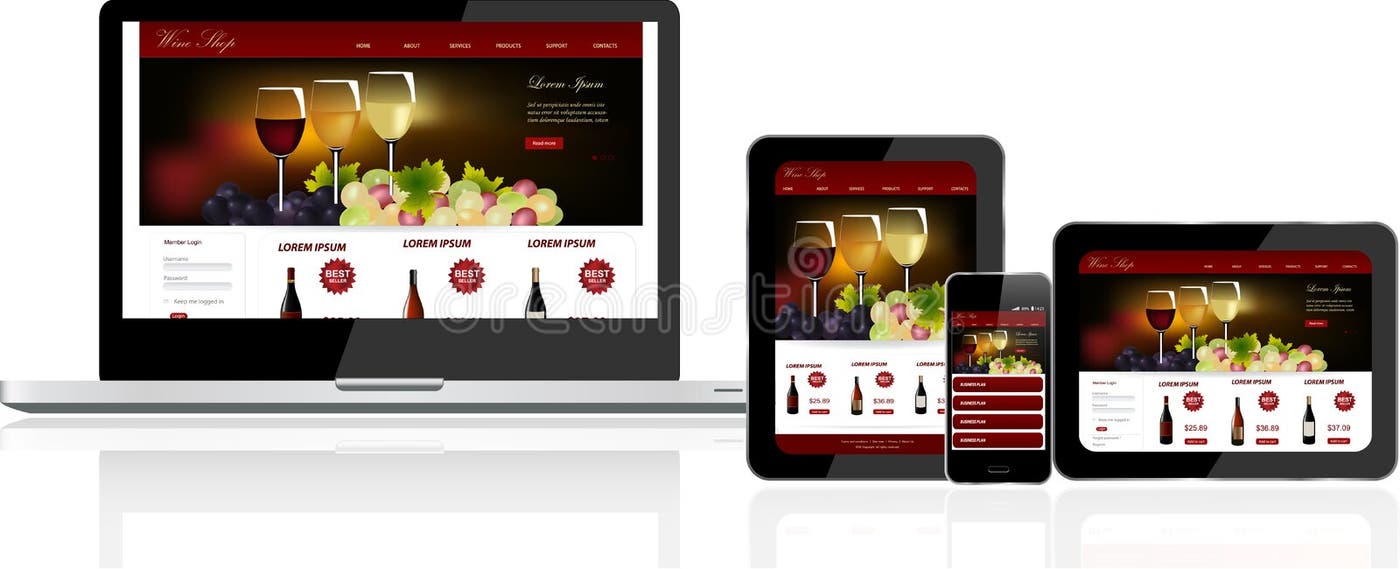 Responsive Website Template Multiple Devices Stock Illustrations – 93 ...