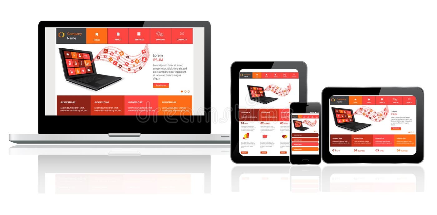 Responsive Website Template Multiple Devices Stock Illustrations – 168 ...