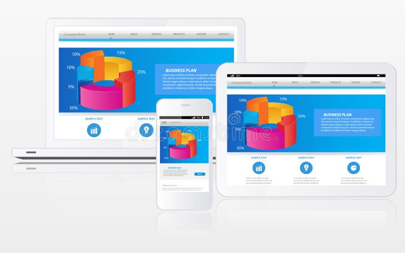 Responsive Web Design and Website Development Vector Devices Stock ...