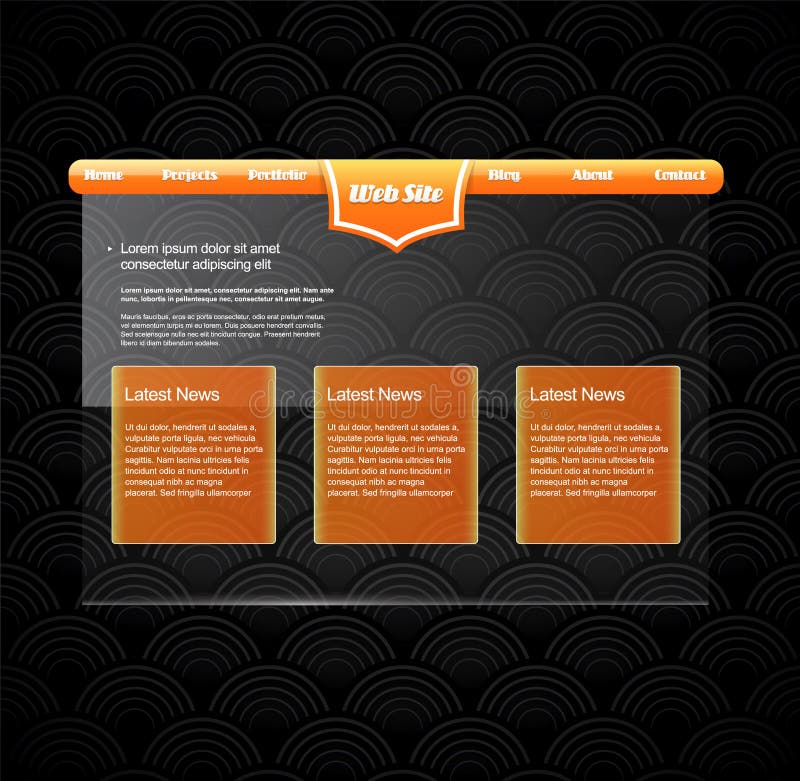 Website Template with Orange Banner. Stock Vector - Illustration of ...