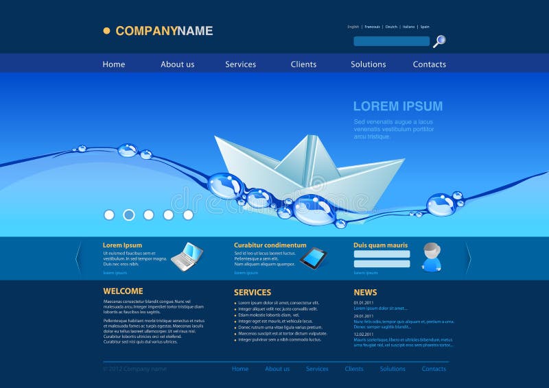 Website Template: Paper Boat in the Water Stock Vector - Illustration ...