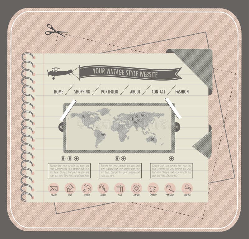 Website Template in Retro Style. Stock Vector - Illustration of design ...