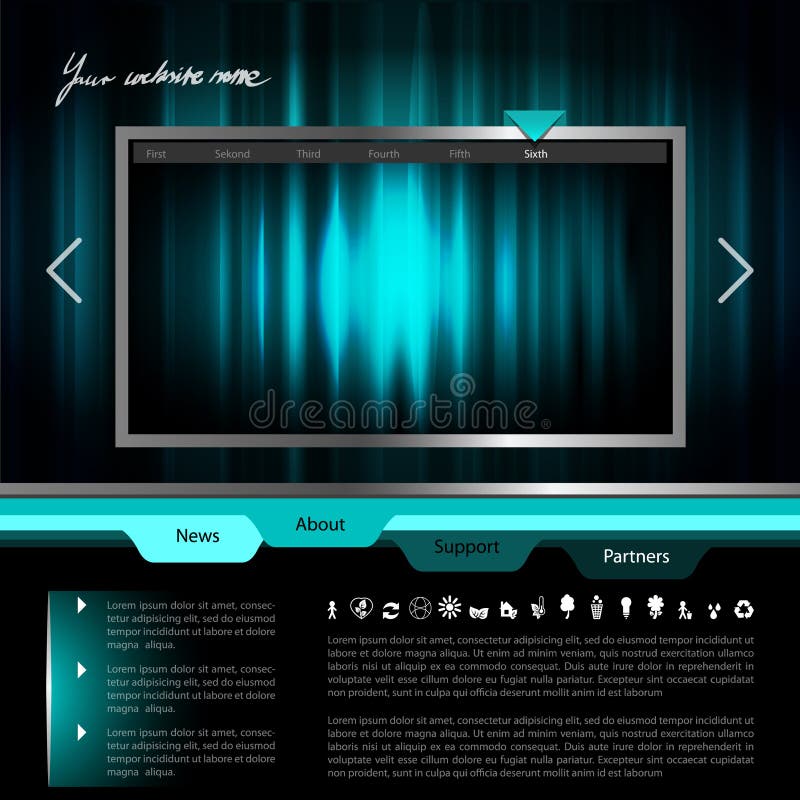 Website Template with Striped Abstract Frame, Technology Layout Stock ...