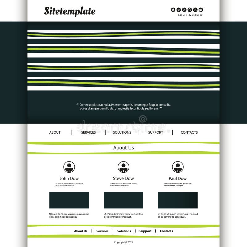 Website Template with Striped Header Stock Vector - Illustration of ...