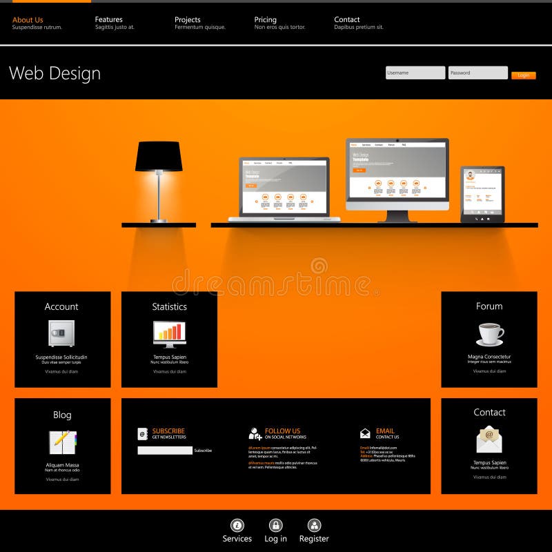 Website Template. Vector Illustration. Stock Vector - Illustration of ...
