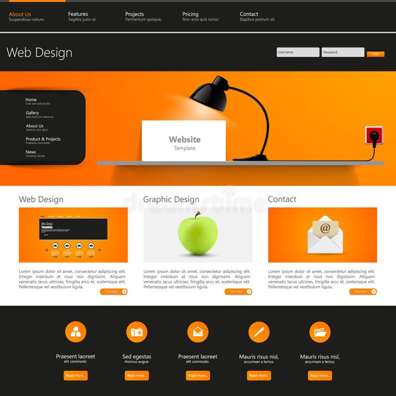 Modern Login Page Design Vector Illustration Template Stock ...
