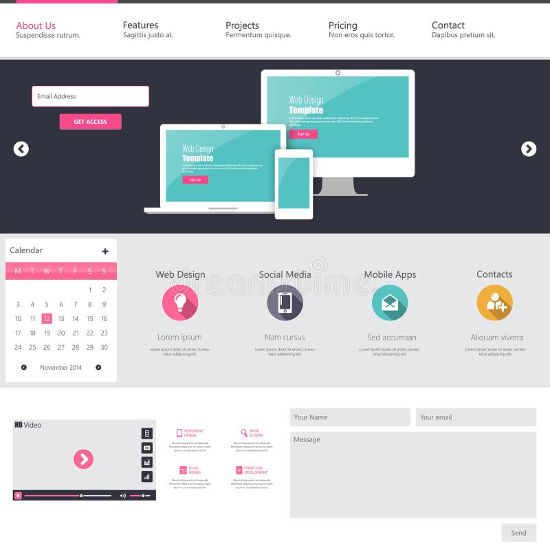 Website Template. Vector Illustration. Stock Vector - Illustration of ...