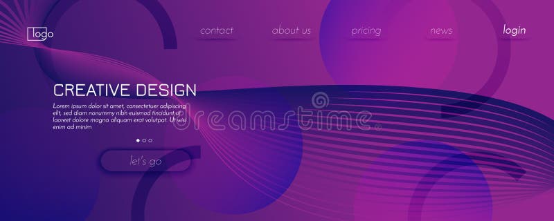 Website Template with Wave Shapes. 3d Flow Lines. Color Dynamic ...