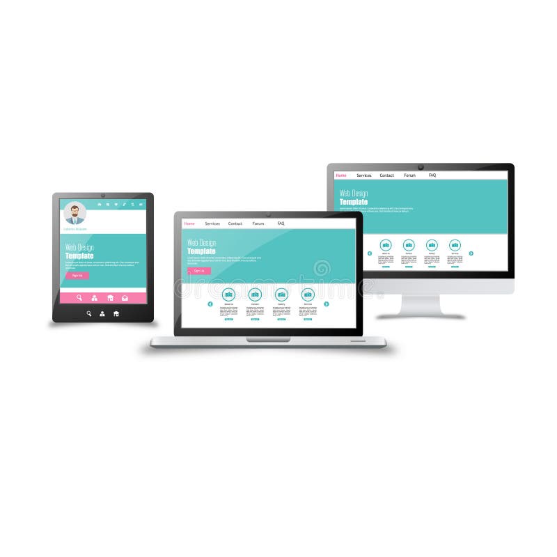 Website Templates on Screen. Stock Vector - Illustration of electronic ...