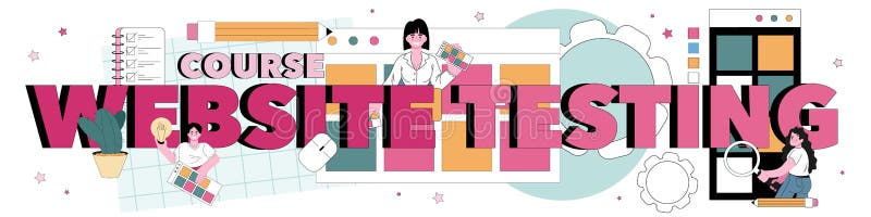 Website Testing Course Typographic Header Code Testing And Debugging Stock Vector