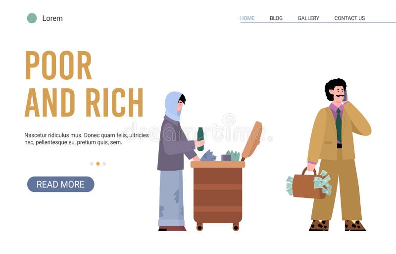 Website on Topic of Gap between Rich and Poor, Flat Vector Illustration ...