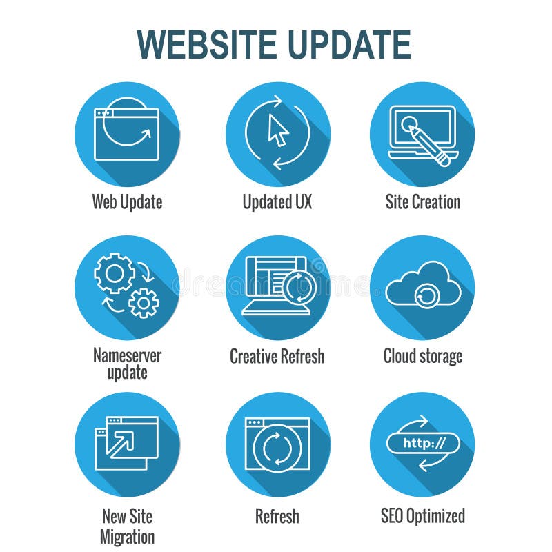 Website Update Icon Set with Seo Update, Site Creation, and Name Server ...