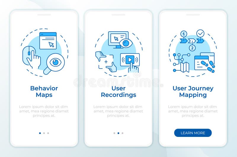 Website Visitor Tracking Blue Onboarding Mobile App Screen Stock Vector ...