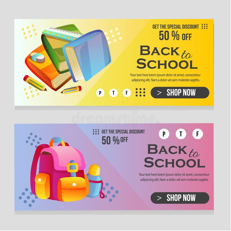 Website Vivid Banner School Template with School Stationary Stock ...