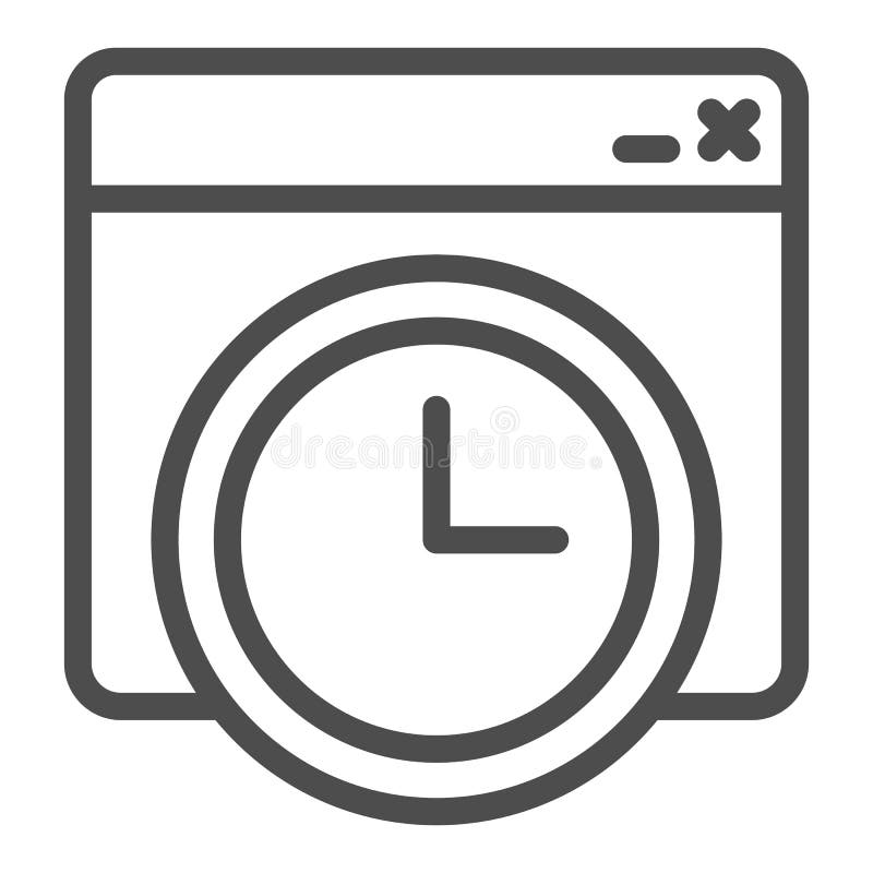 Website Window with Clock Line Icon, Online Education Concept, Page ...