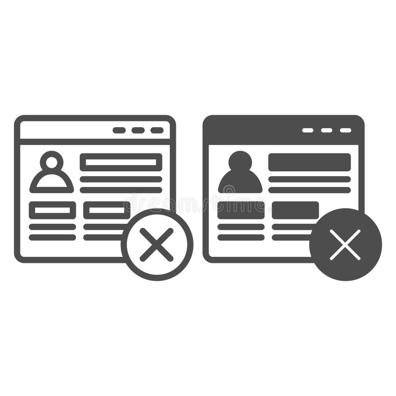 Website Window with User Ban Line and Solid Icon, Data Hoarding Concept ...