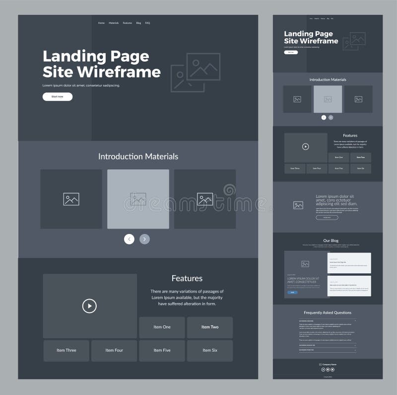 Modern Responsive Design. Ux Ui Website. Landing Page Wireframe Design ...