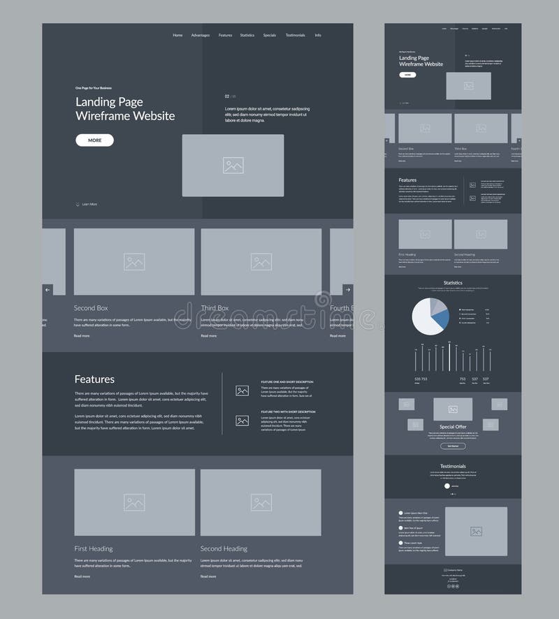 Modern Responsive Design. Ux Ui Website. Landing Page Wireframe Design ...