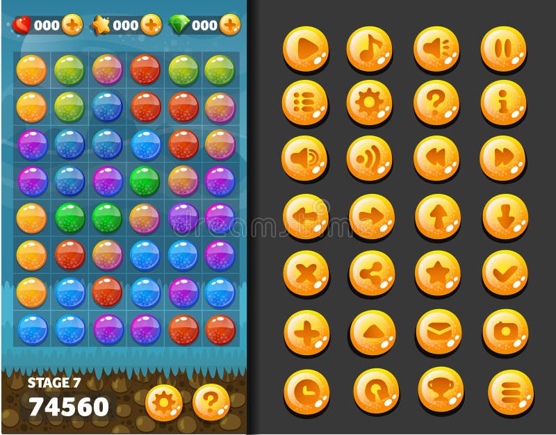 Set of buttons stock vector. Illustration of button, level - 82809958