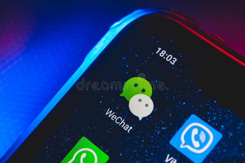 WeChat App Icon on the Screen Smartphone Editorial Image - Image of ...