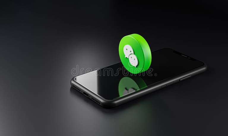 Wechat Logo Icon on Top of Smartphone 3D Dark Background Editorial ...